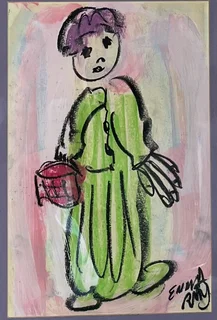 “Abstract figure with a basket” Original Painting by Emma Ray | Gordon ...