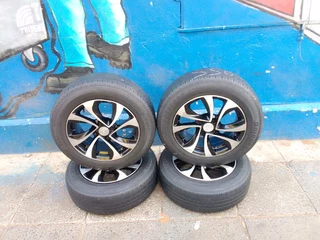 A set of 15inches 4x100 PCD rims with tyres for Toyota/ Hyundai i20 ...