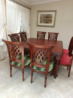 Modern mahogany square table and 8 chairs dining/conference table for ...