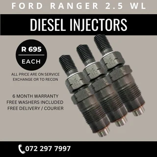 Ford Ranger 2.5 WL Diesel Injectors for sale on service exchange or to ...